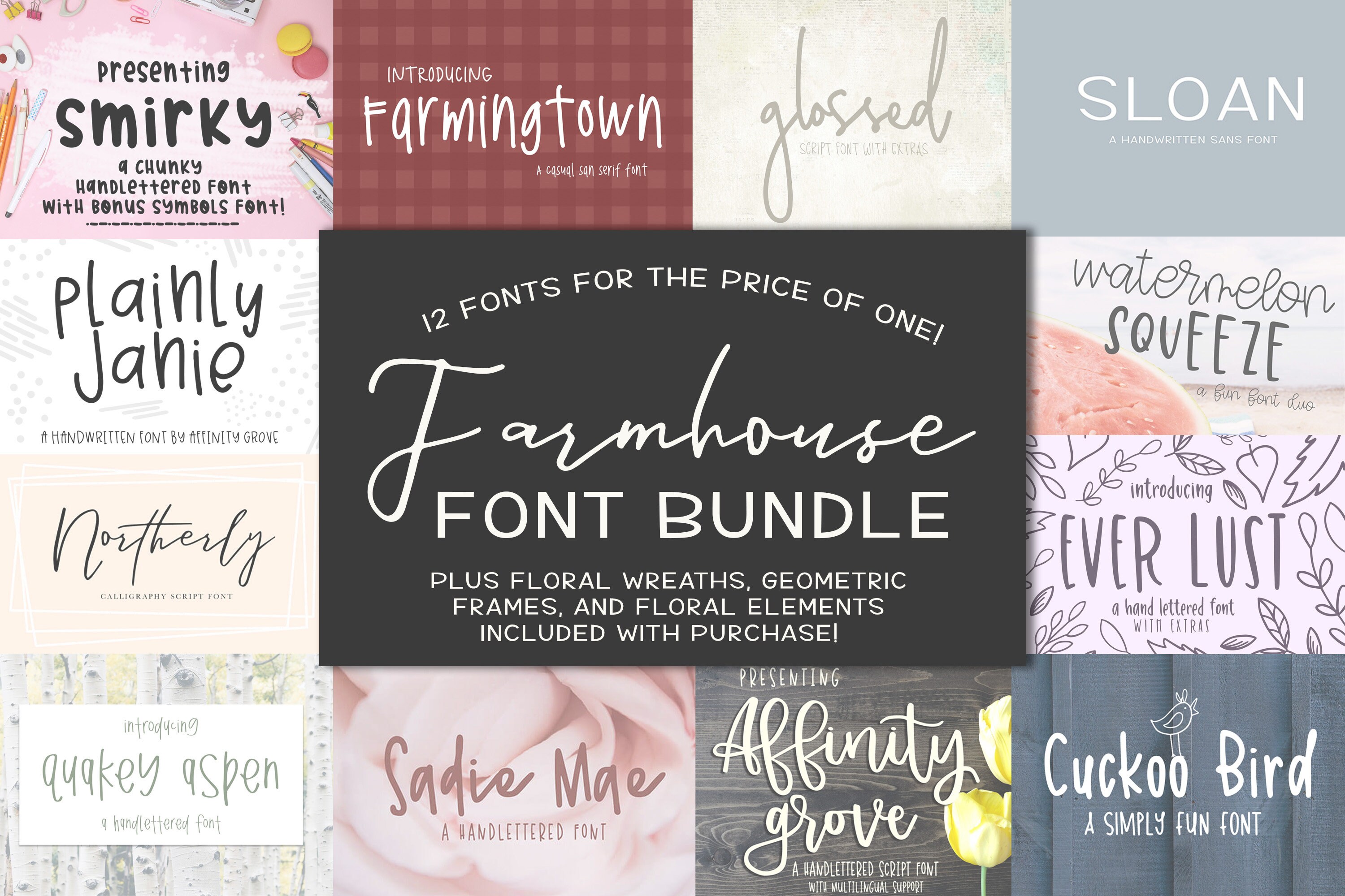 Farmhouse Font Bundle 12 Fonts Included Modern Calligraphy Font Cursive ...