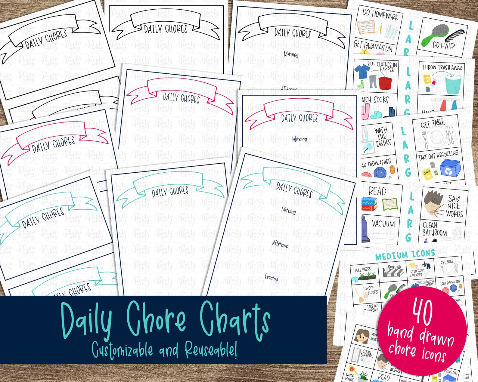 DIY Daily Chore Chart Printable for Custom Chore Charts for Kids Chore ...