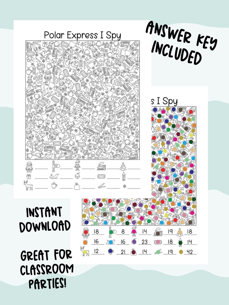 Polar Express I Spy Printable | Christmas I Spy Game for Kids | Holiday ...