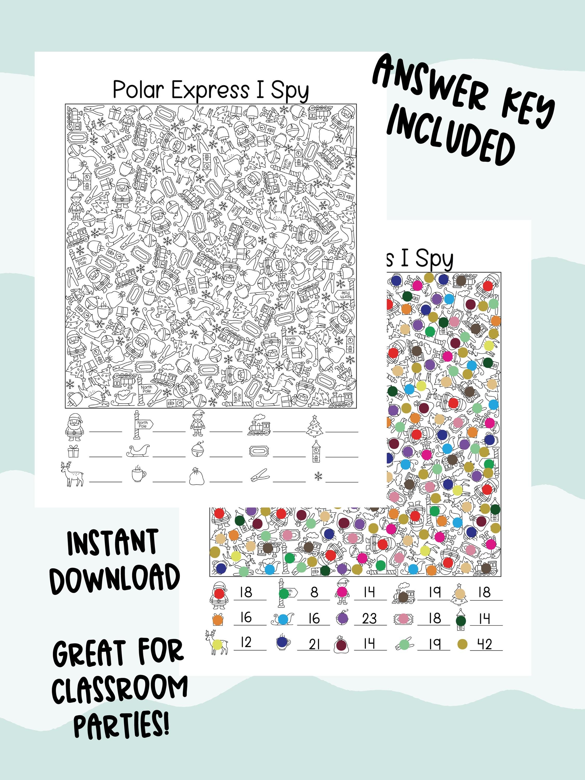 Polar Express I Spy Printable | Christmas I Spy Game for Kids | Holiday ...