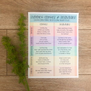 Summer Organization Printables! Include Summer Activities, Summer Chore ...