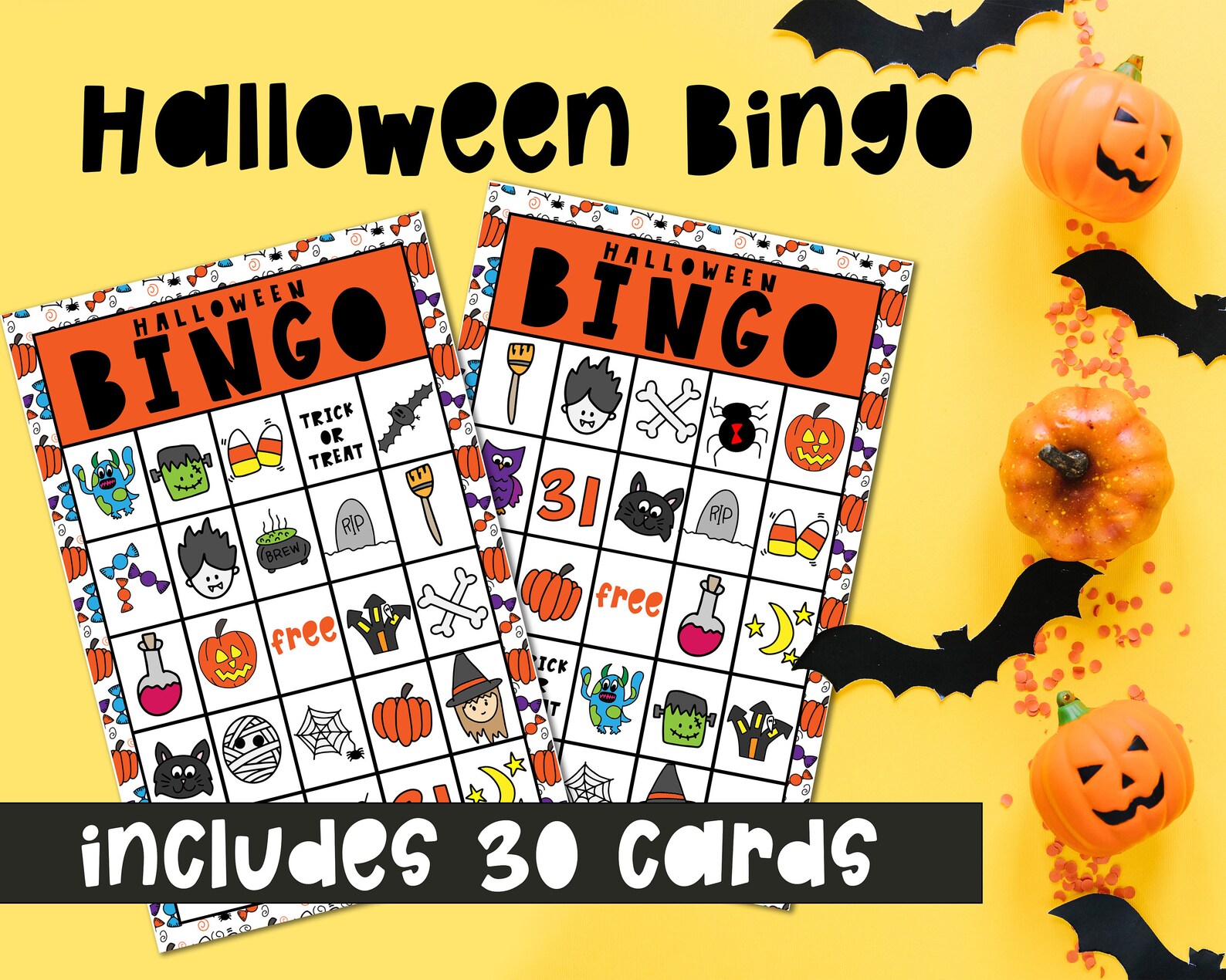 Halloween Bingo Printable Classroom Set With 30 Different Cards - Etsy