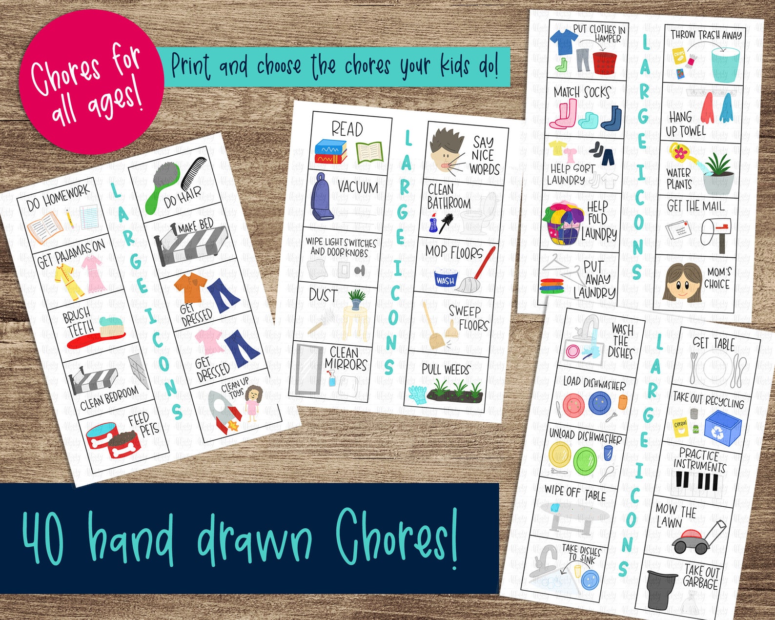 DIY Daily Chore Chart Printable for Custom Chore Charts for Kids ...