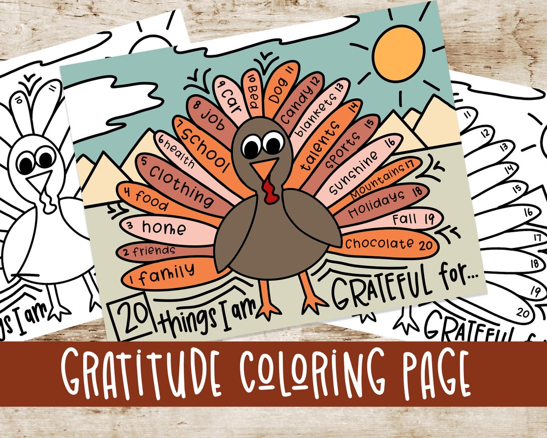 Thanksgiving Gratitude Coloring Page • Fun Family Thanksgiving Game ...