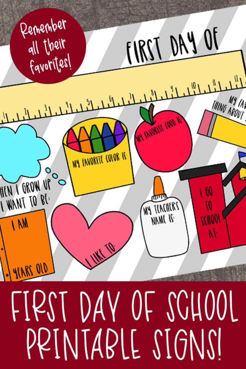 First Day of School Sign With Journaling Back to School - Etsy
