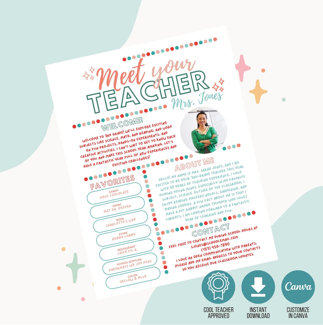 Teacher Survey | Teacher Questionnaire Printable | All About My Teacher ...
