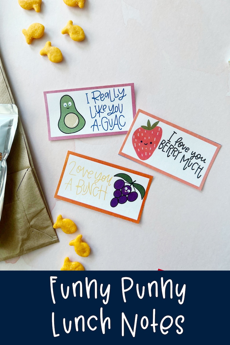 20 Fun Food Pun Lunch Box Notes Cute Lunch Notes for Kids, Slip Into ...