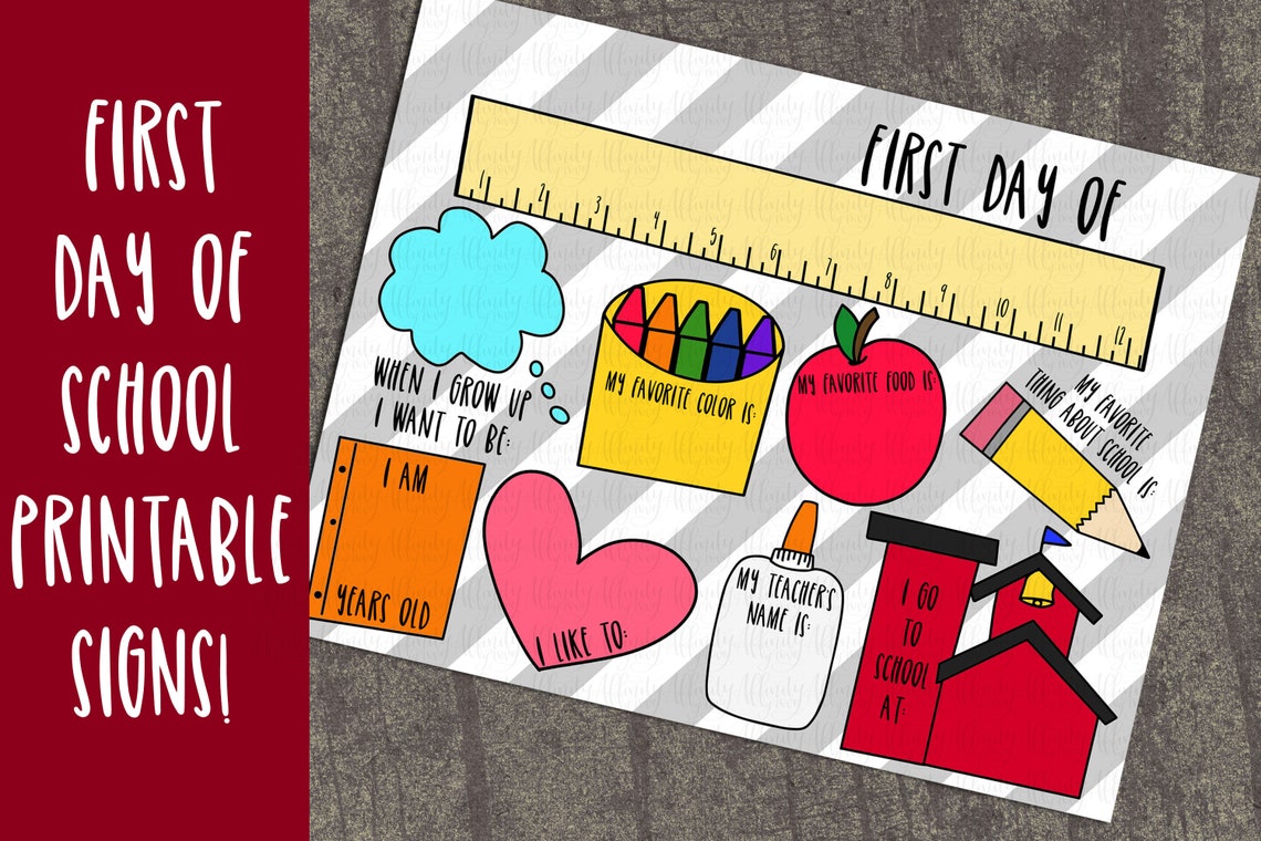 First Day of School Sign with Journaling Back to School | Etsy