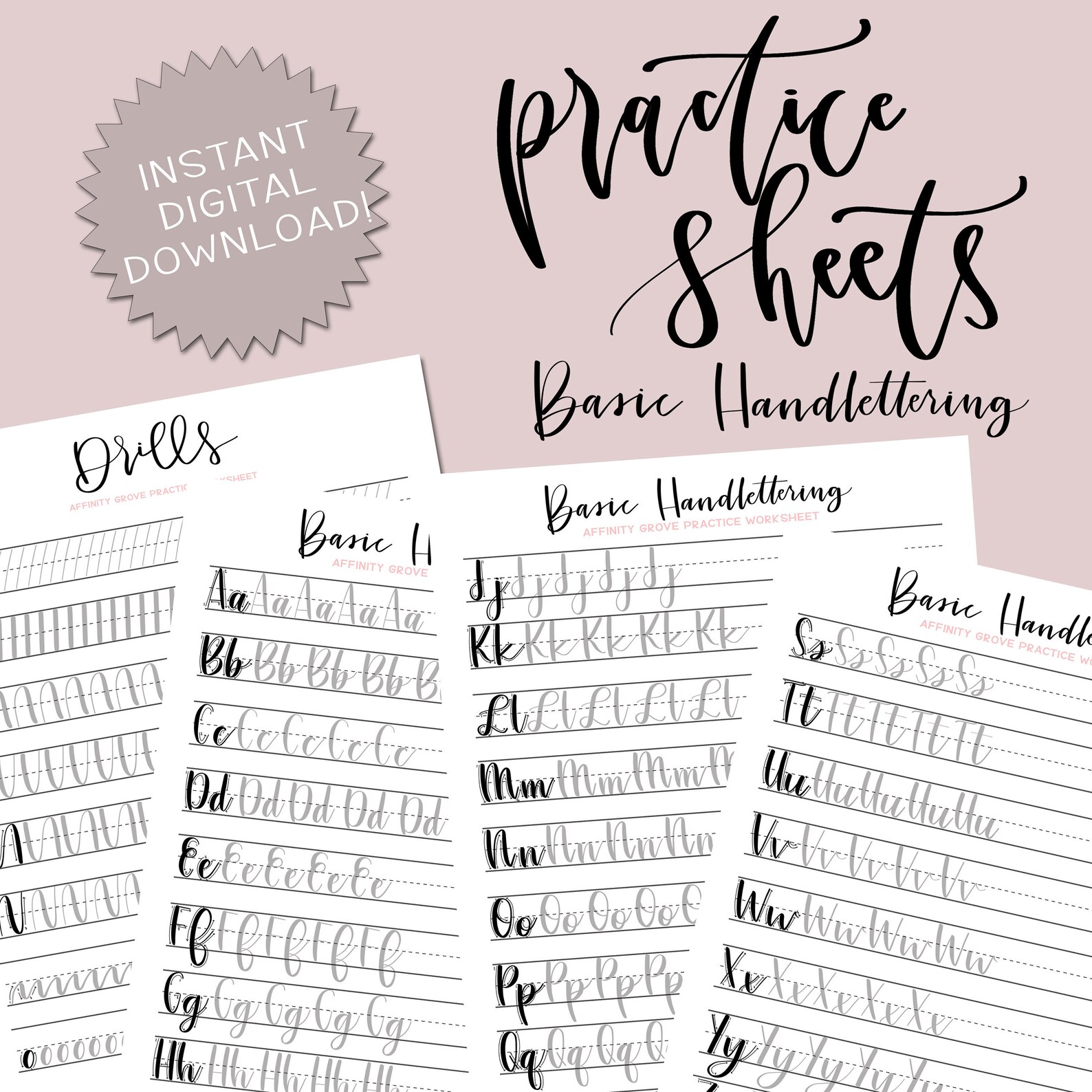 Basic Handlettering Practice Sheets | Learn Handlettering | Practice ...