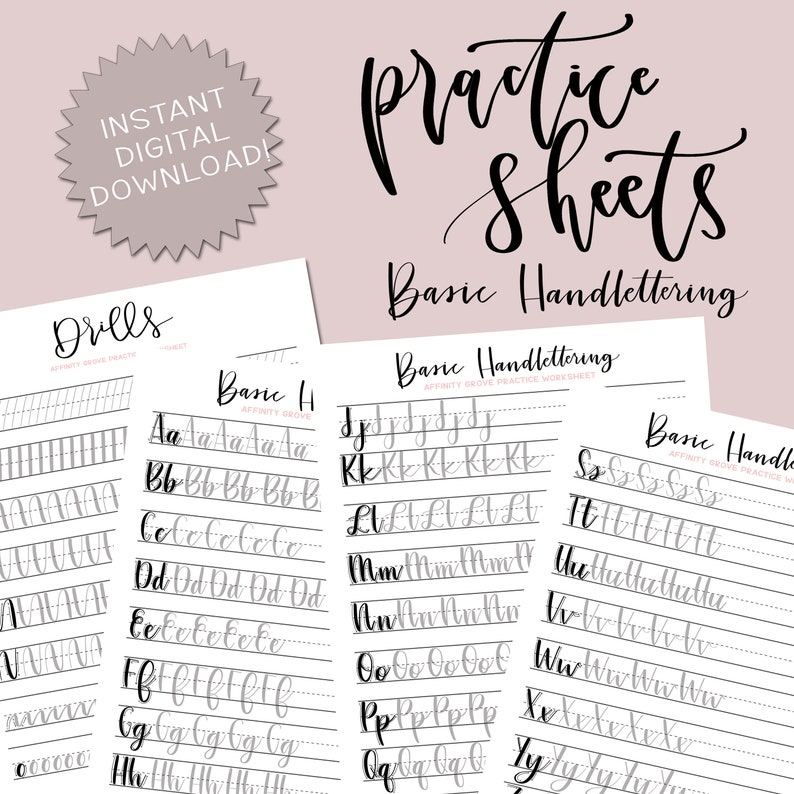Basic Handlettering Practice Sheets | Learn Handlettering | Practice ...