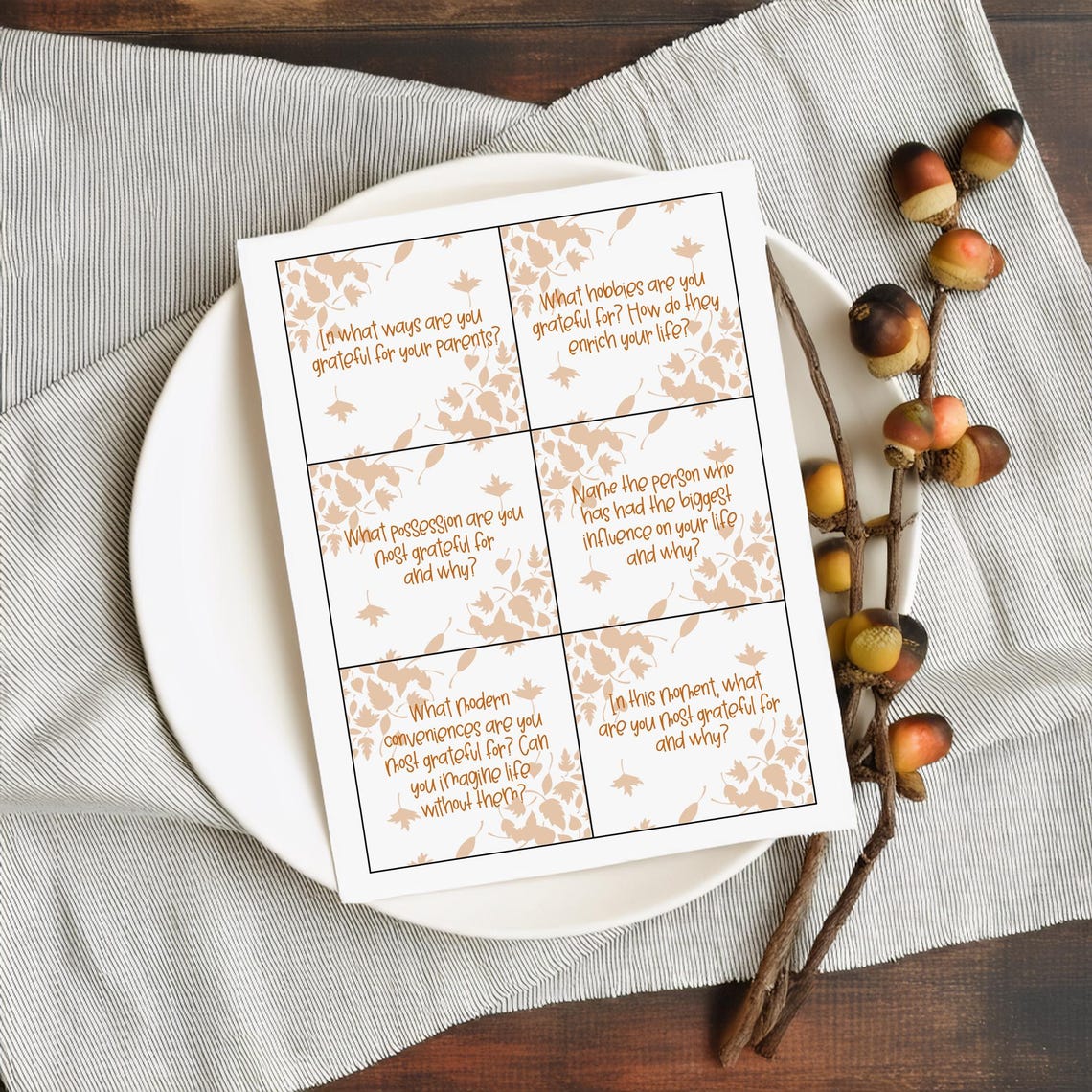 Thanksgiving Conversation Starters Printable Gratitude Journal Prompts ...