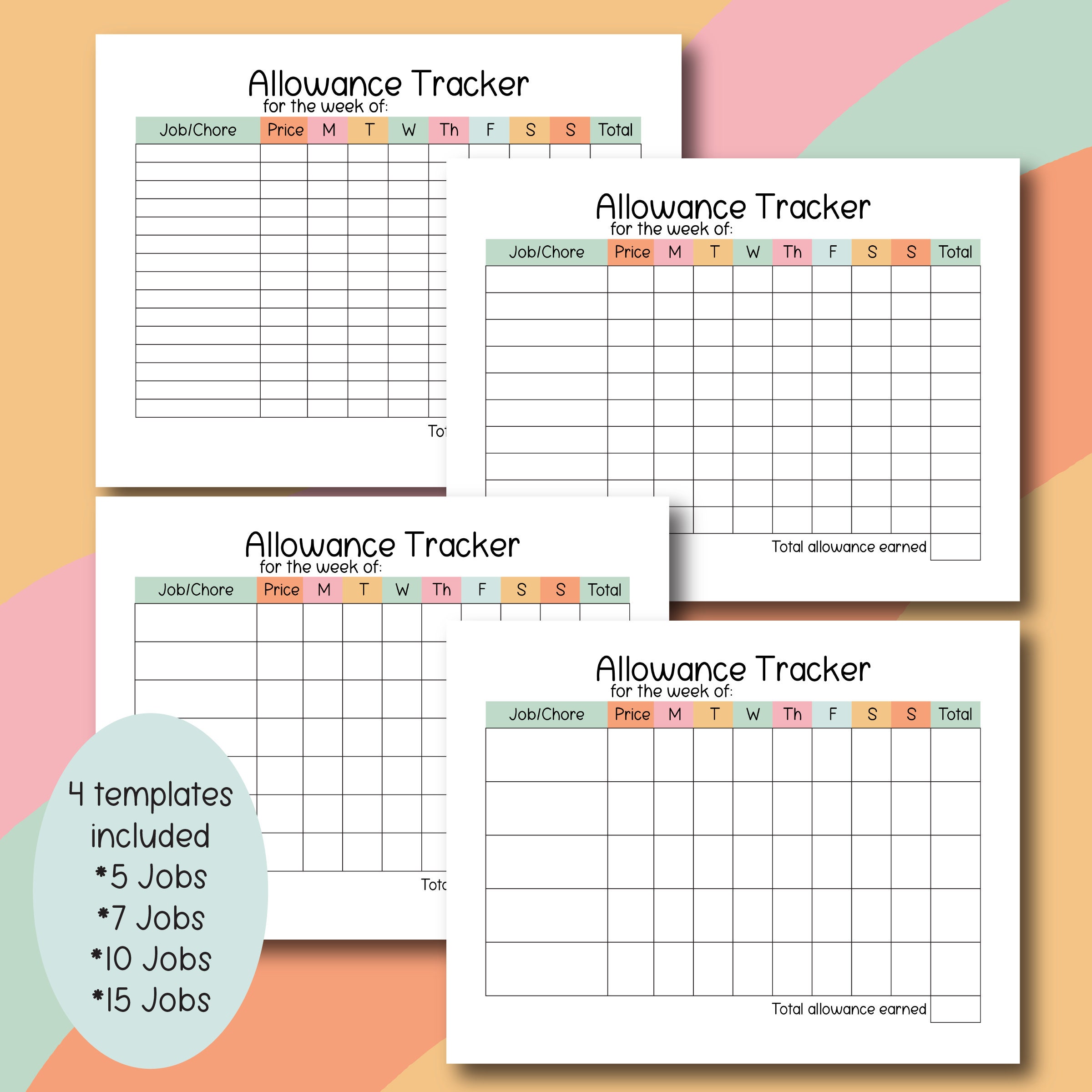 Kid Allowance Tracker | Allowance Chart | Chore Chart for Kids ...