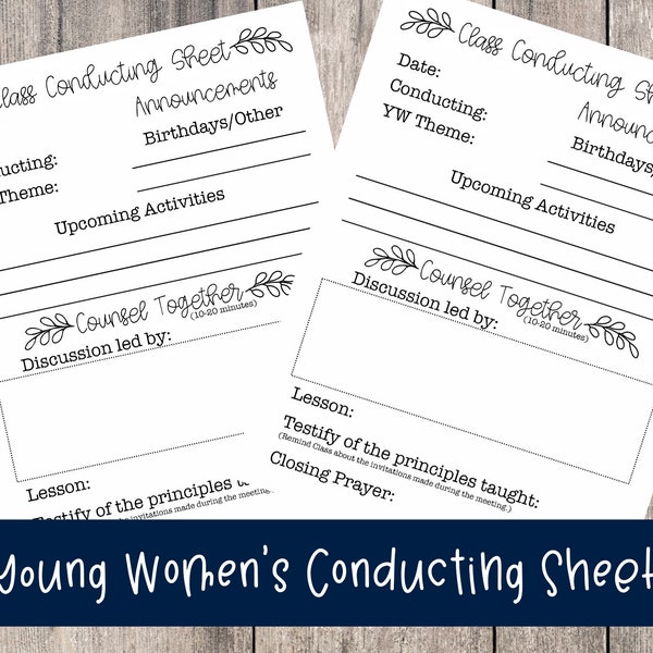Lds Young Womens Conducting Sheet - Etsy