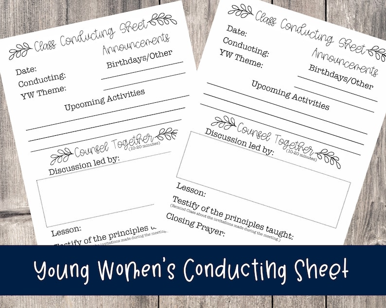 Young Women's Conducting Sheet With Training Guide Easily - Etsy