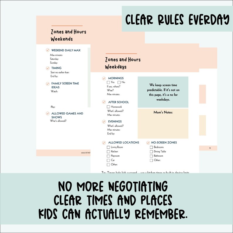 Family Screen Time Plan Printable | Kids Tech Contract, Screen Time ...