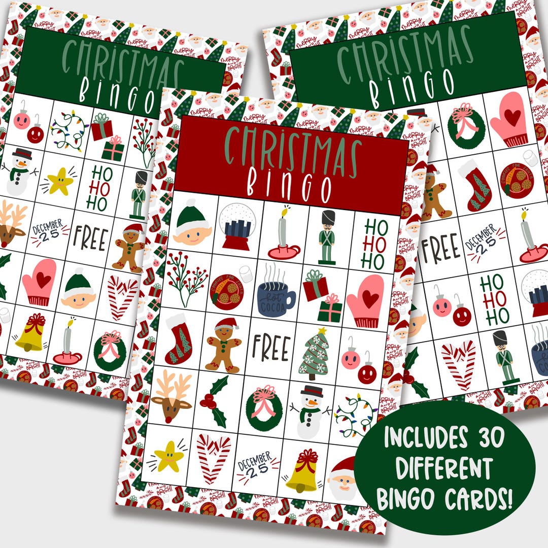Christmas Bingo for Families - Includes 30 Different Bingo Cards ...