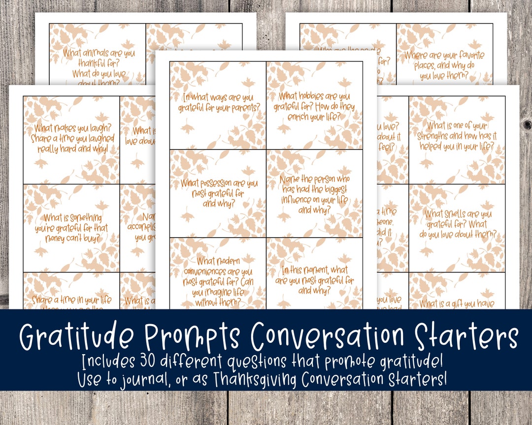 Thanksgiving Conversation Starters Gratitude Journal Prompts ...