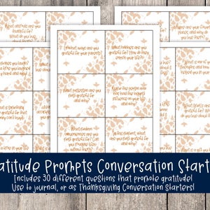 Thanksgiving Conversation Starters Printable • Gratitude Journal ...