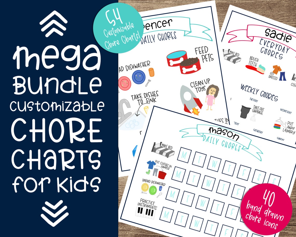 Mega Bundle Chore Chart Printable for Kids Includes Picture - Etsy