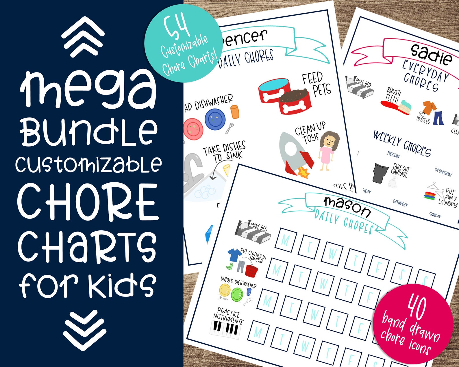 Mega Bundle Chore Chart Printable for Kids! Includes Picture Chores and ...