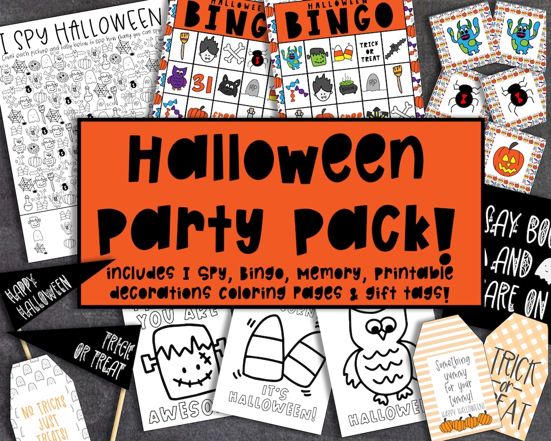 Halloween Party Pack! Includes Games, Decorations, and Gift Tags ...