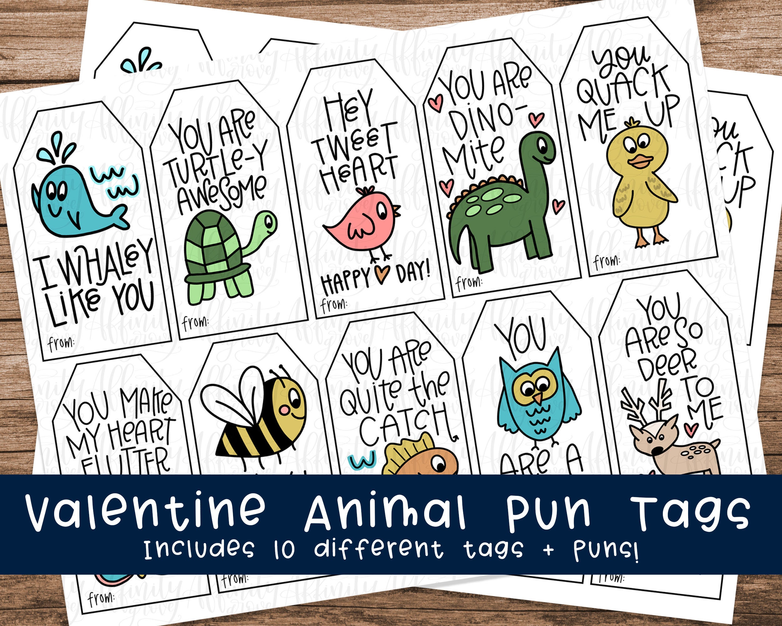 Cute Valentine's Day Animal Pun Tags Valentine Tags for Friends Cute ...