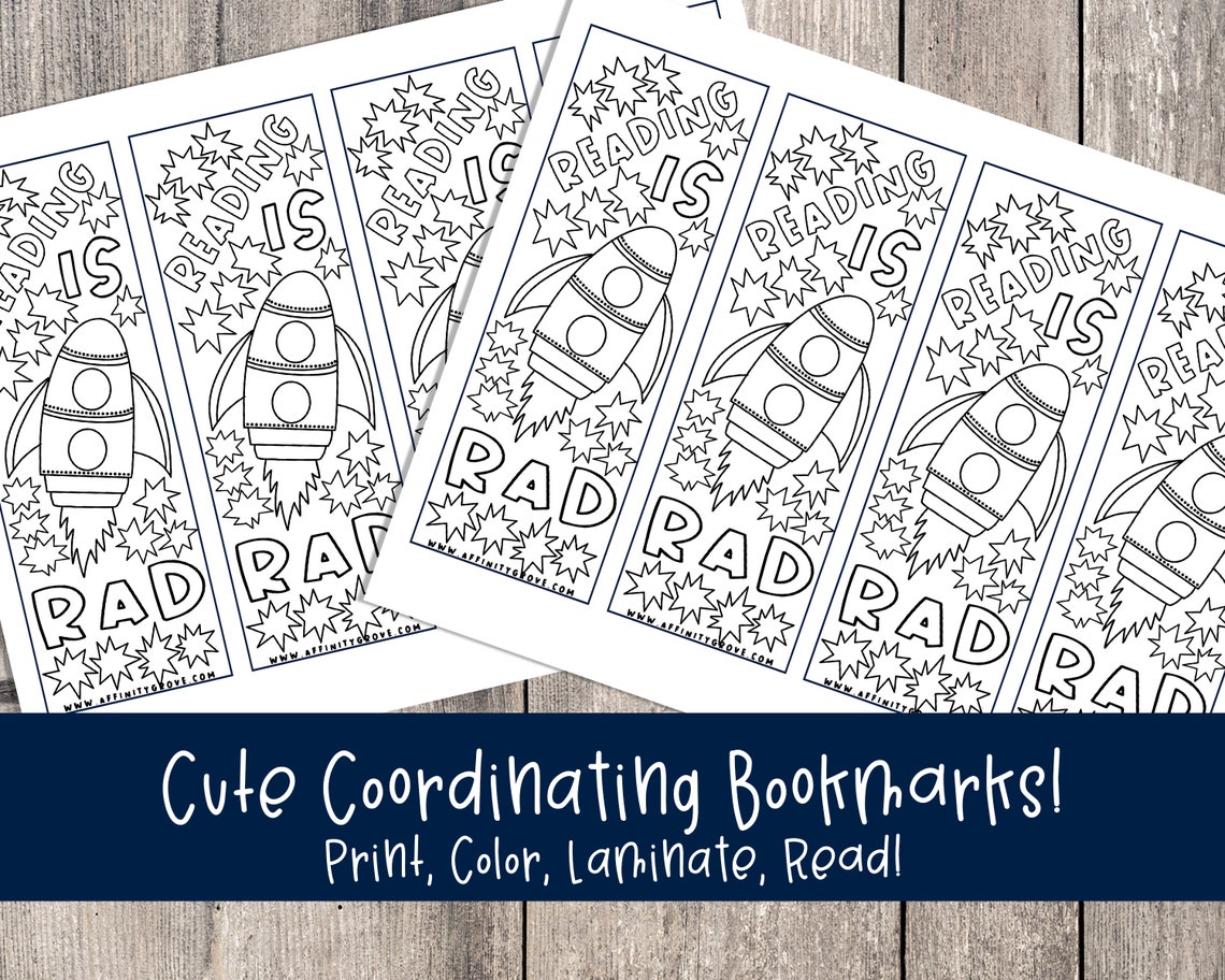 Rocketship Reading Chart and Coloring Bookmark 28 Day Reading - Etsy