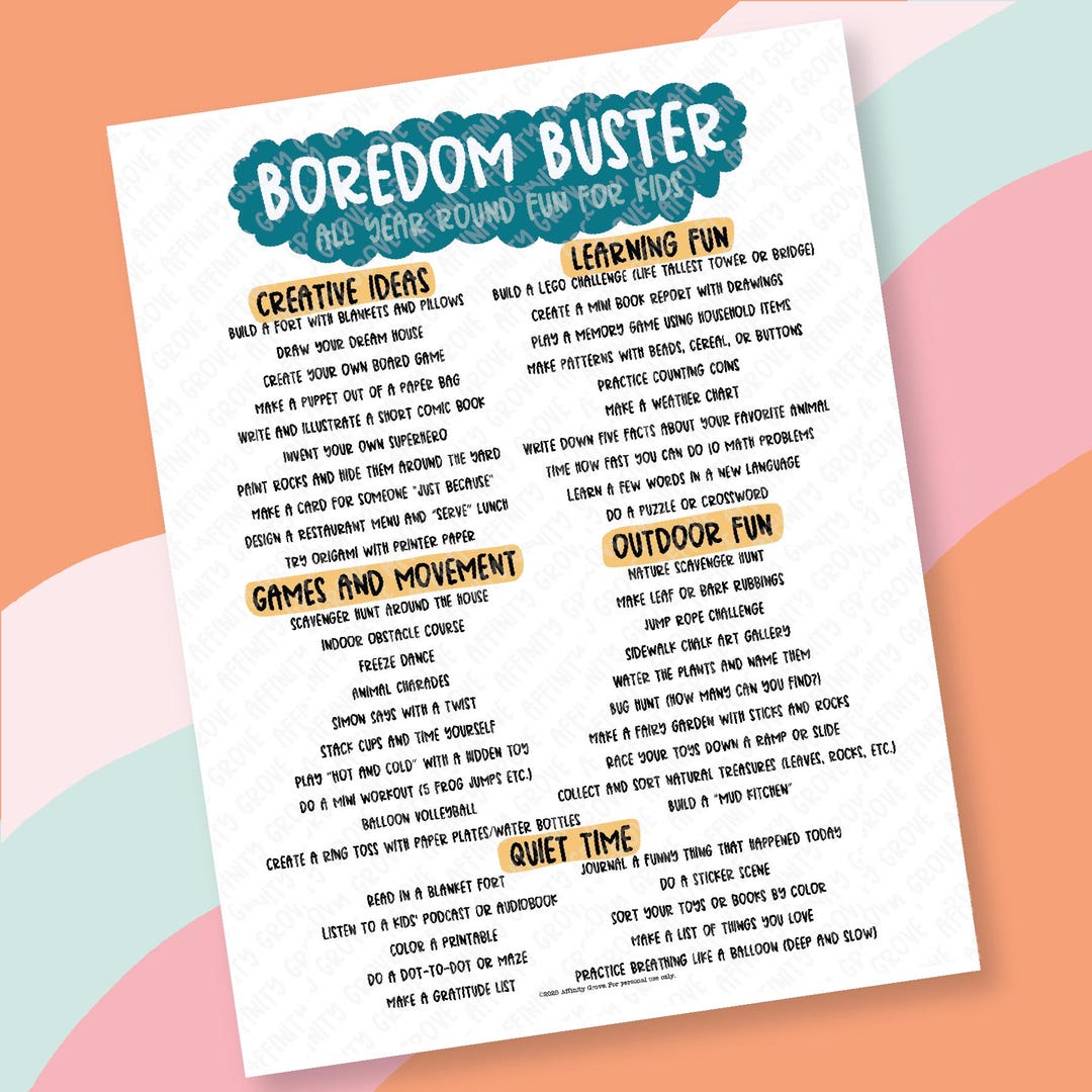 Boredom Buster – All Year Round Fun for Kids (printable PDF) | Screen ...