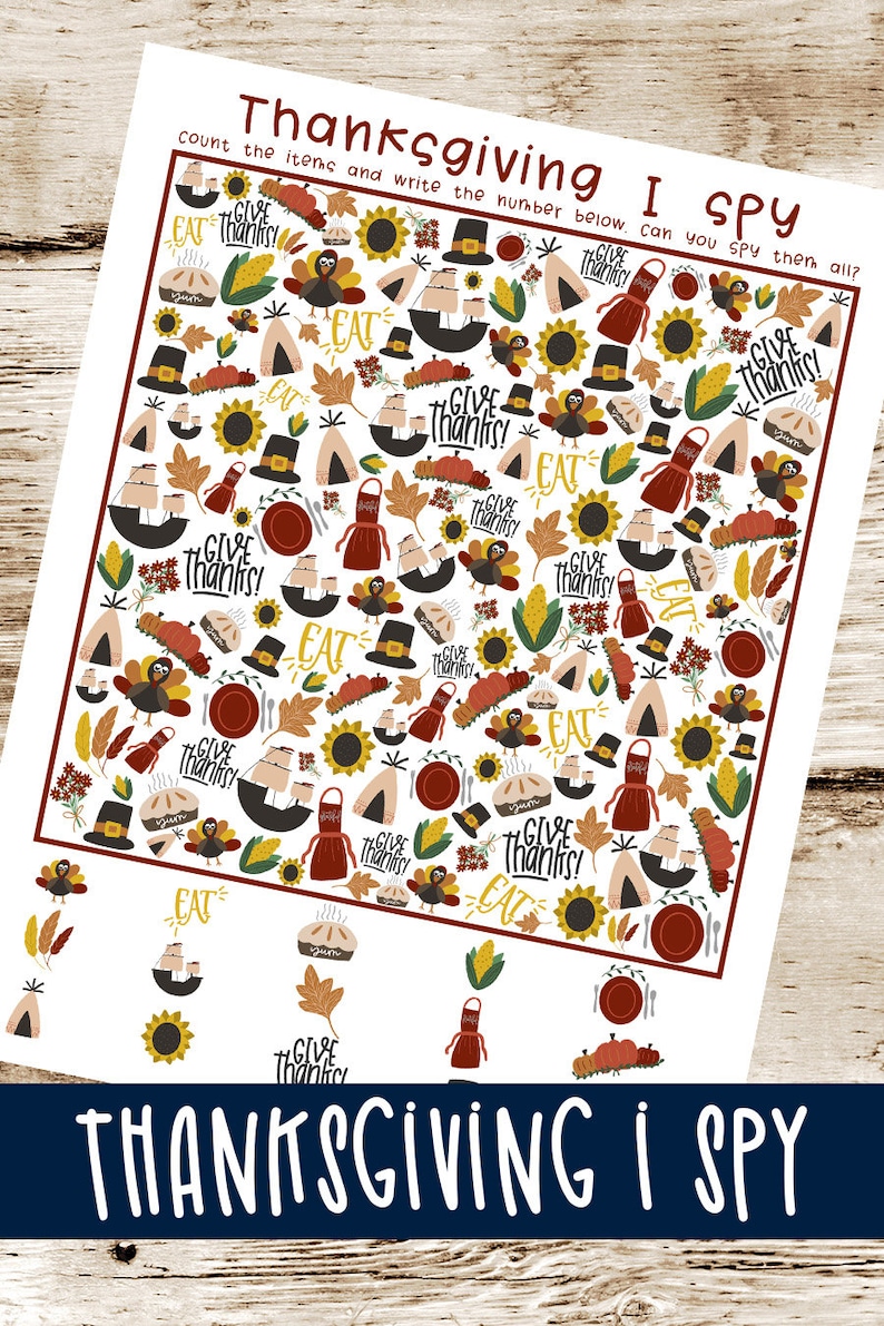 Thanksgiving I Spy Fun Family Thanksgiving Game Print at Home ...