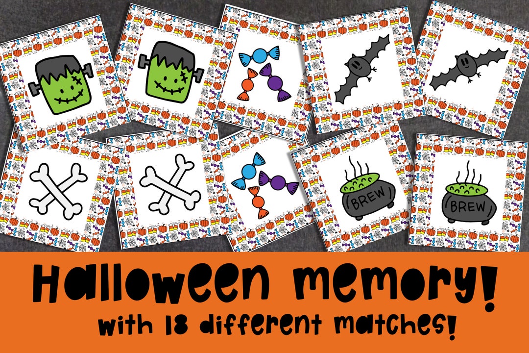 Halloween Memory Halloween Game for Kids Halloween - Etsy