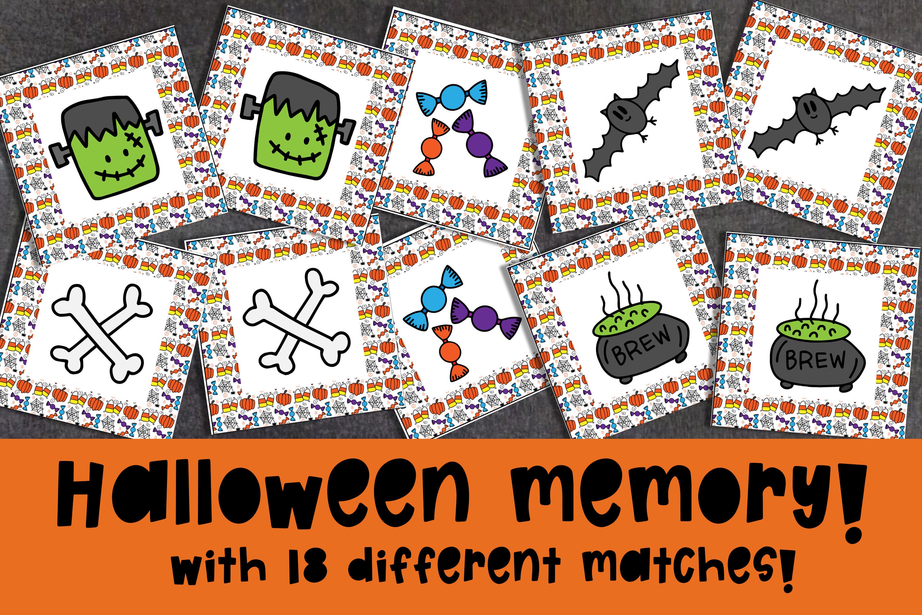 Halloween Memory Halloween Game for Kids Halloween - Etsy