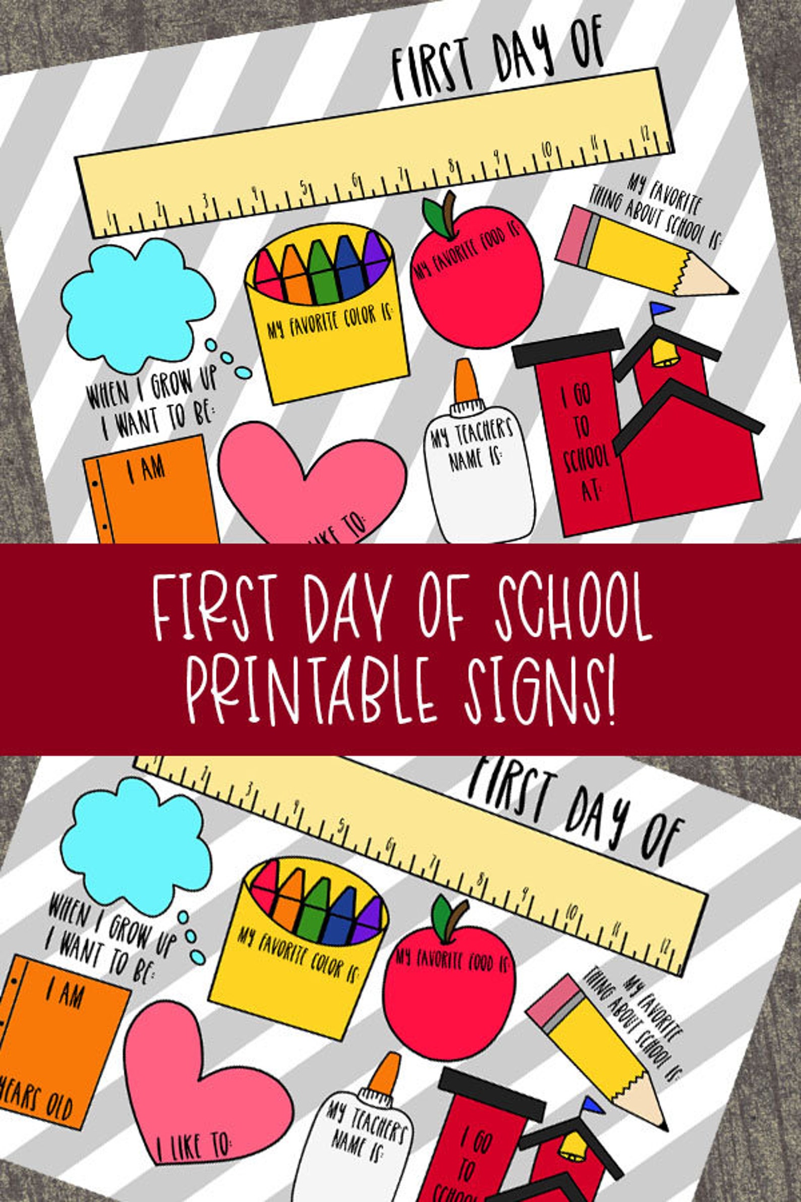 First Day of School Sign With Journaling Back to School - Etsy