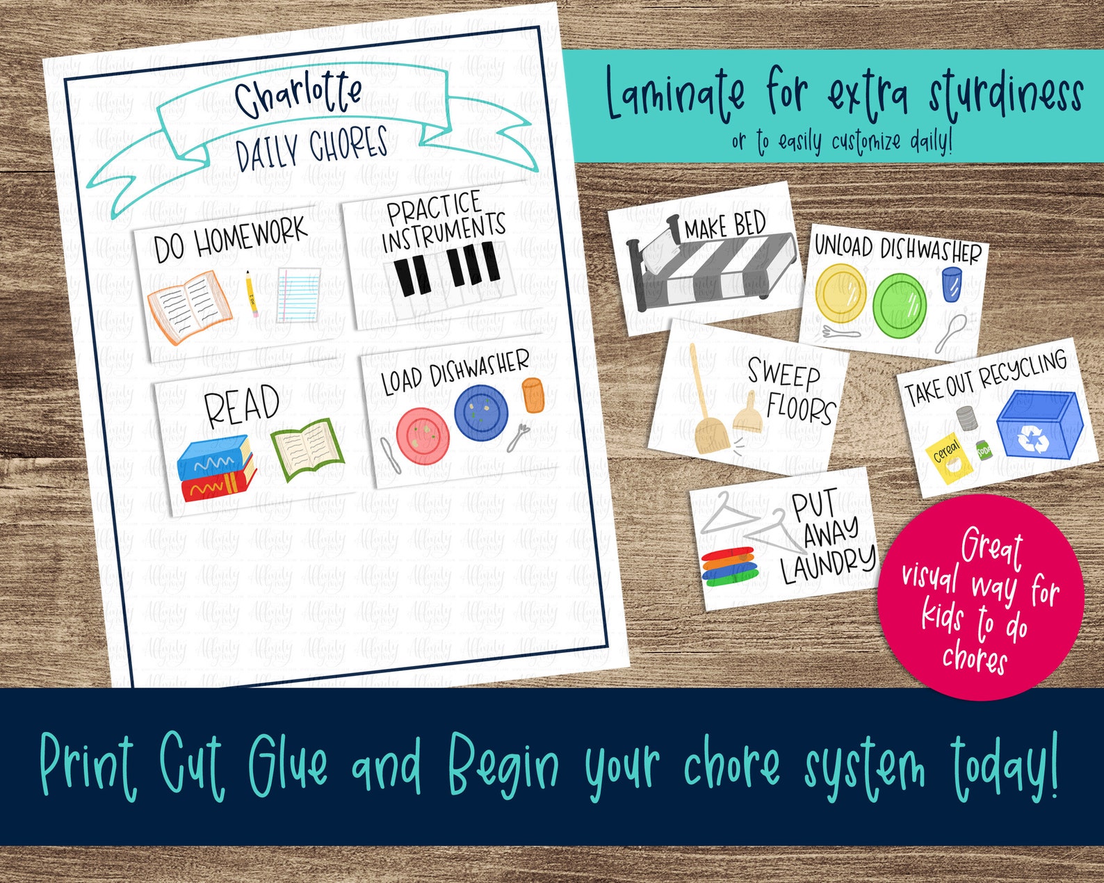 DIY Daily Chore Chart Printable for Custom Chore Charts for Kids ...