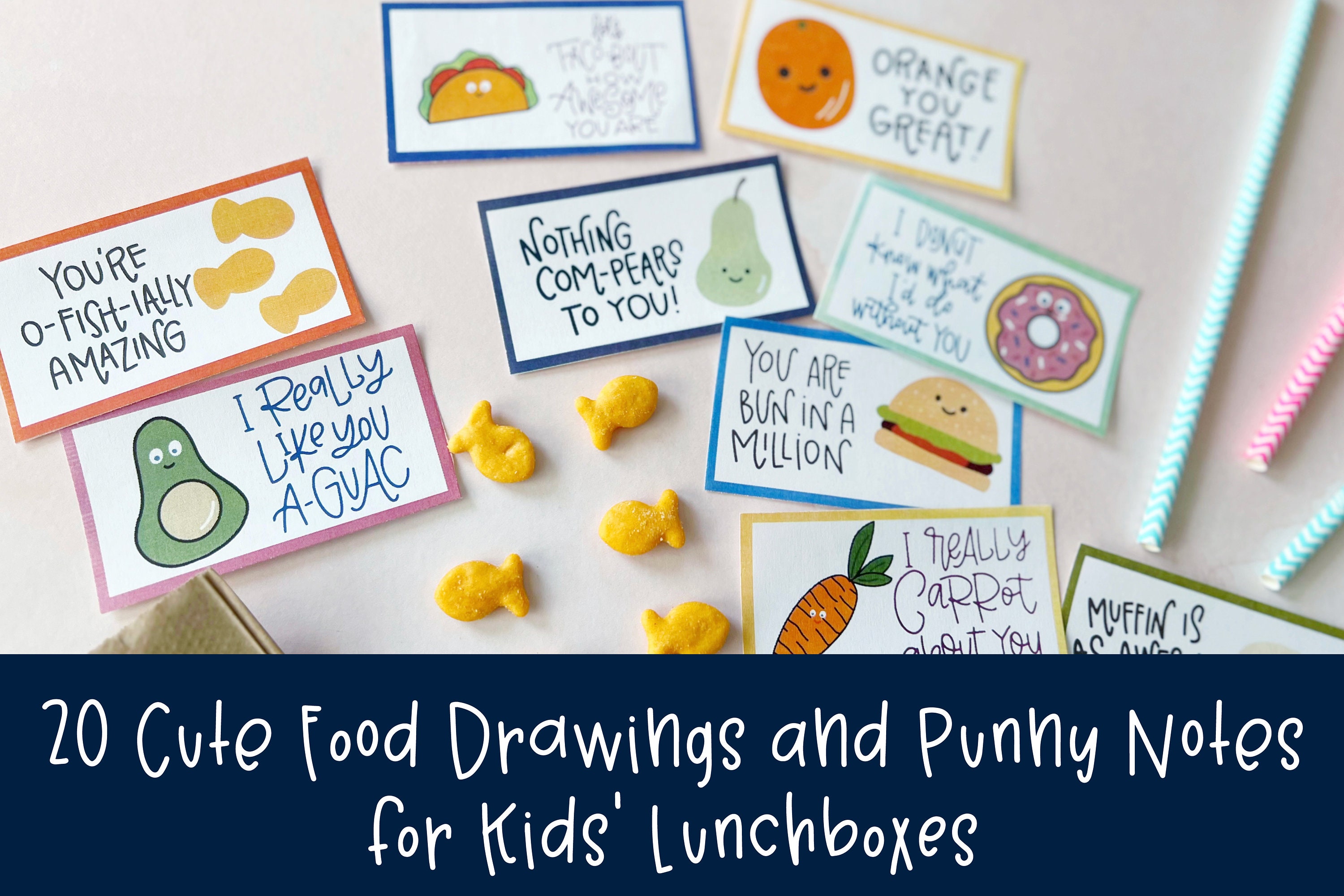 20 Fun Food Pun Lunch Box Notes Cute Lunch Notes for Kids, Slip Into ...