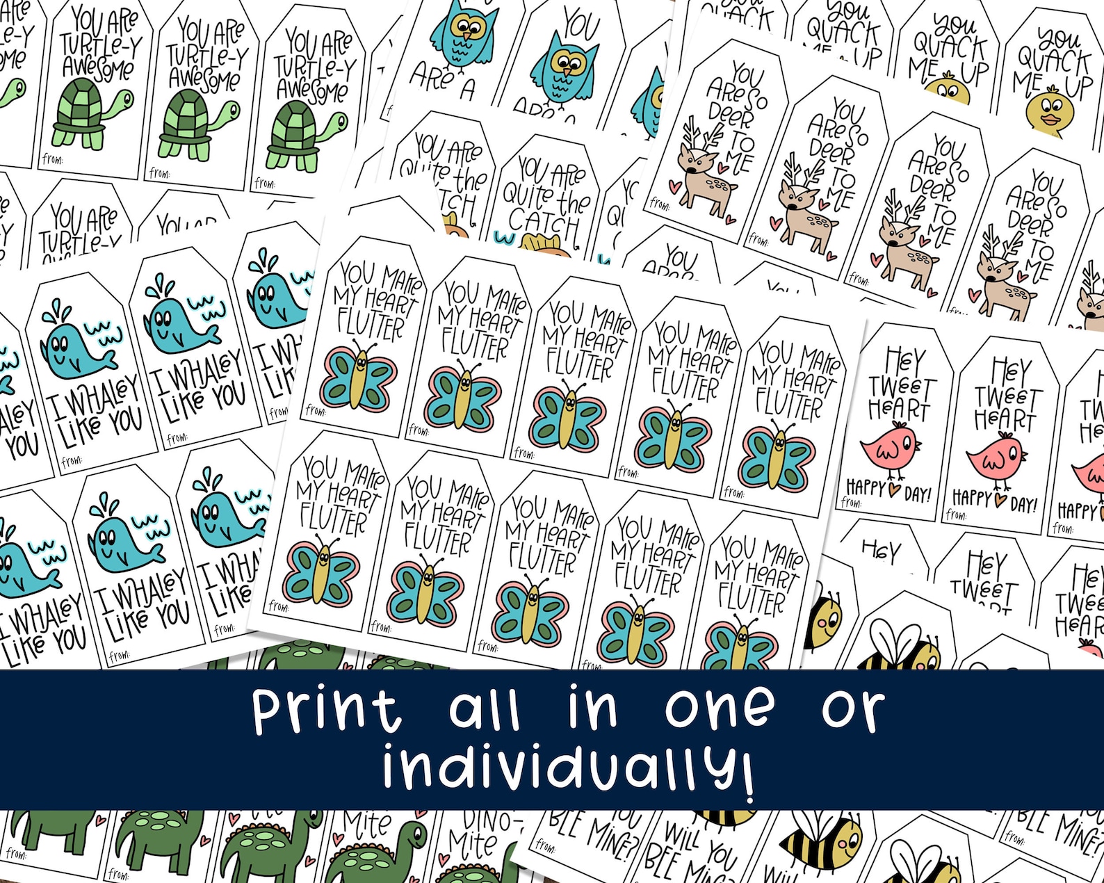 Cute Valentine's Day Animal Pun Tags Valentine Tags for Friends Cute ...