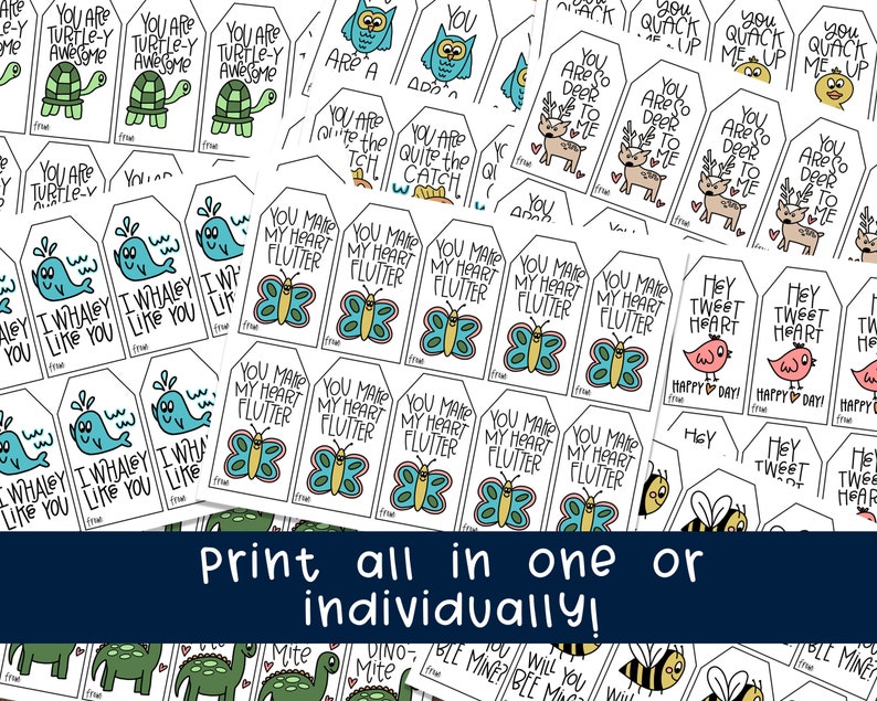 Cute Valentine's Day Animal Pun Tags Valentine Tags for Friends Cute ...