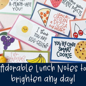 20 Fun Food Pun Lunch Box Notes Cute Lunch Notes for Kids, Slip Into ...