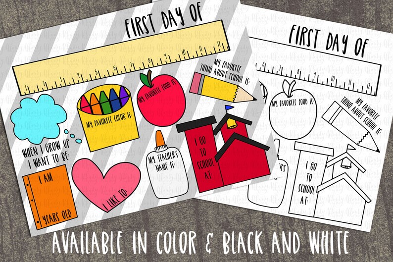 First Day of School Sign With Journaling Back to School - Etsy