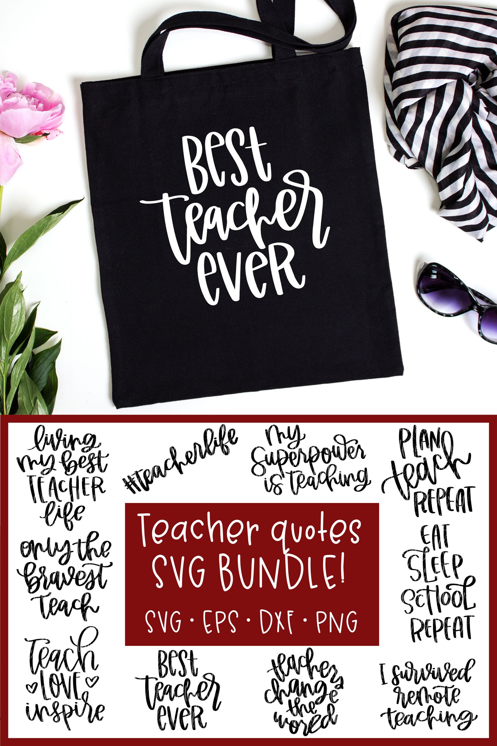 Teacher Quotes SVG Bundle Cut Files for Cricut and Silhouette | Etsy