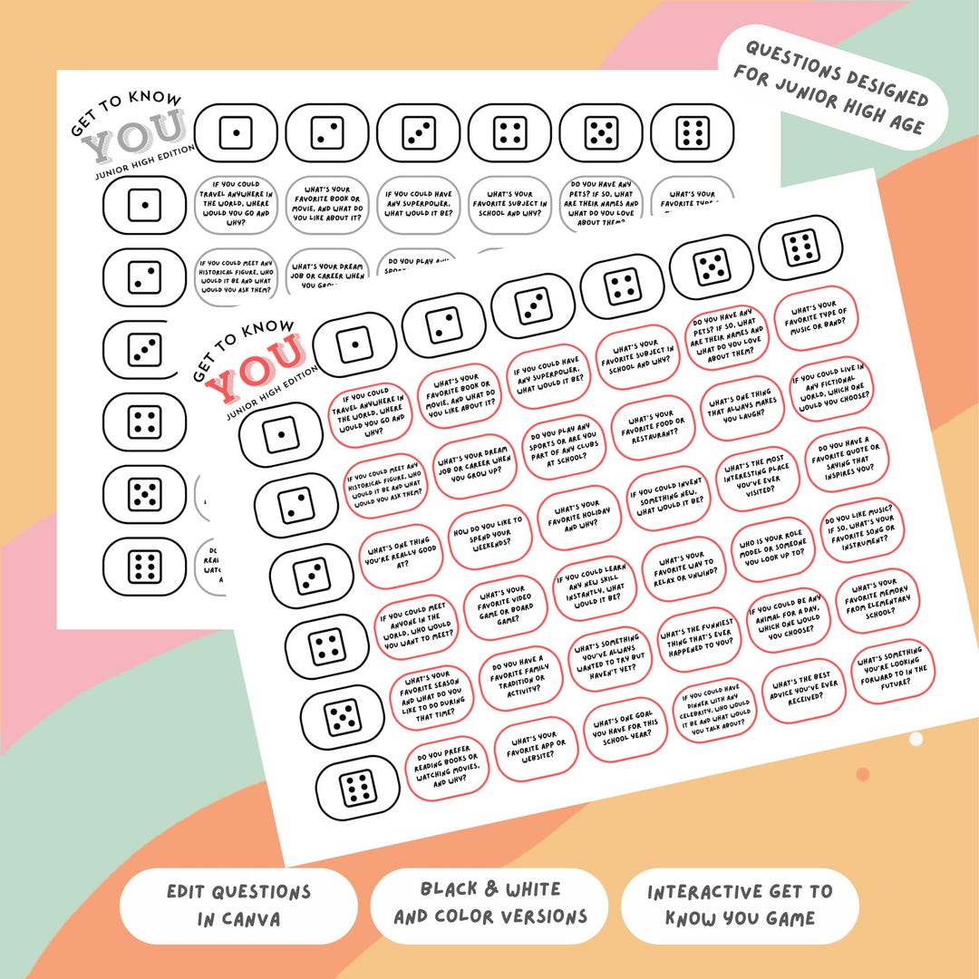 Junior High School Get to Know You Game | Get to Know Your Teacher ...