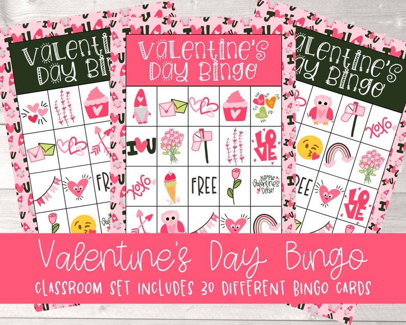 Valentine's Day BINGO With 30 Different Cards - Classroom, Virtual, and ...