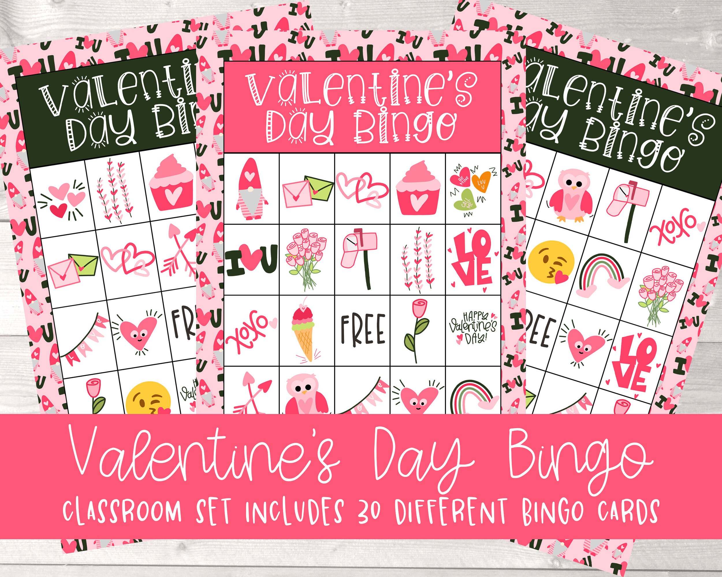 Valentine's Day BINGO With 30 Different Cards Classroom - Etsy