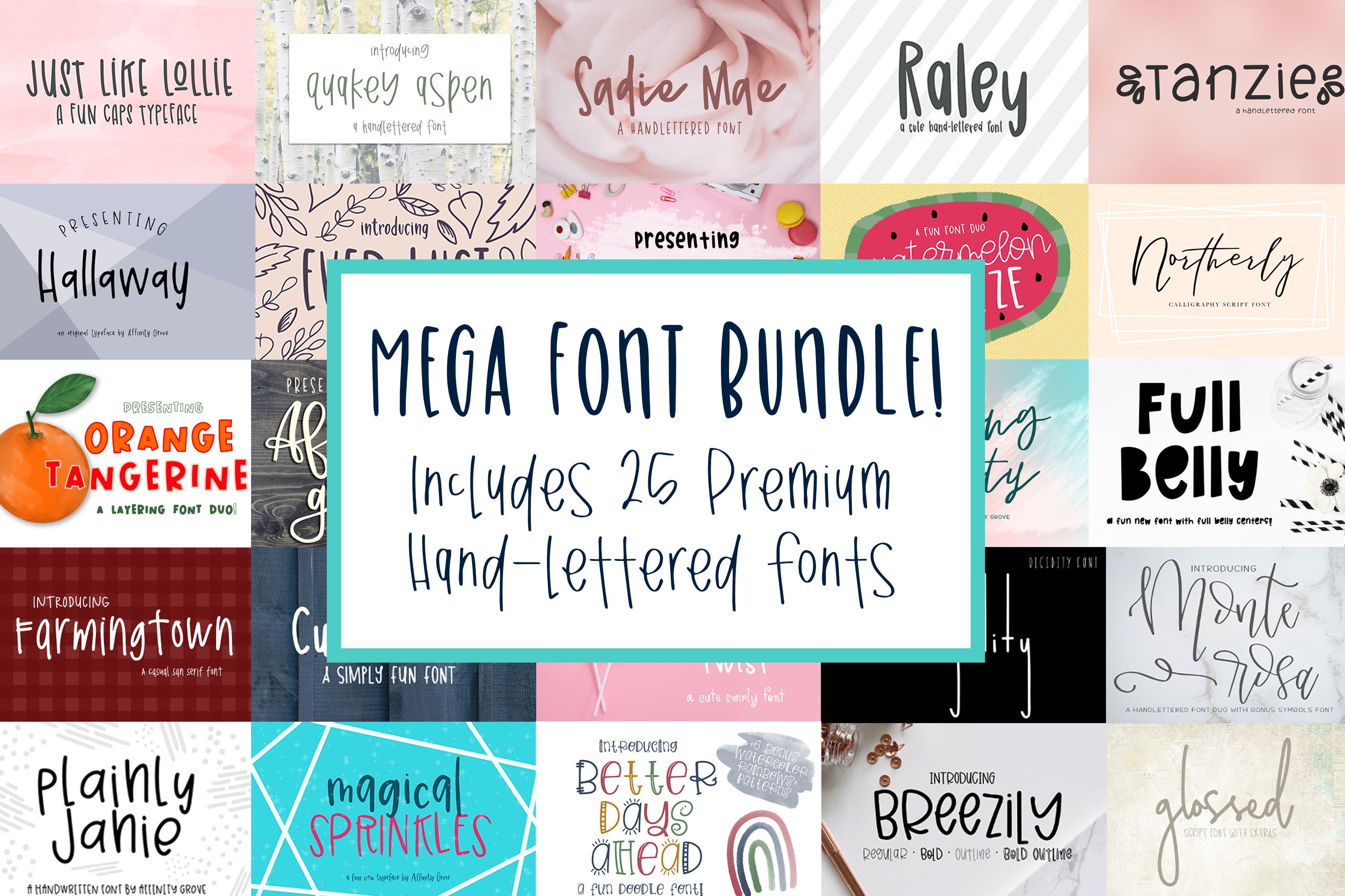 Mega Font Bundle 25 Handwritten Fonts Modern Calligraphy - Etsy