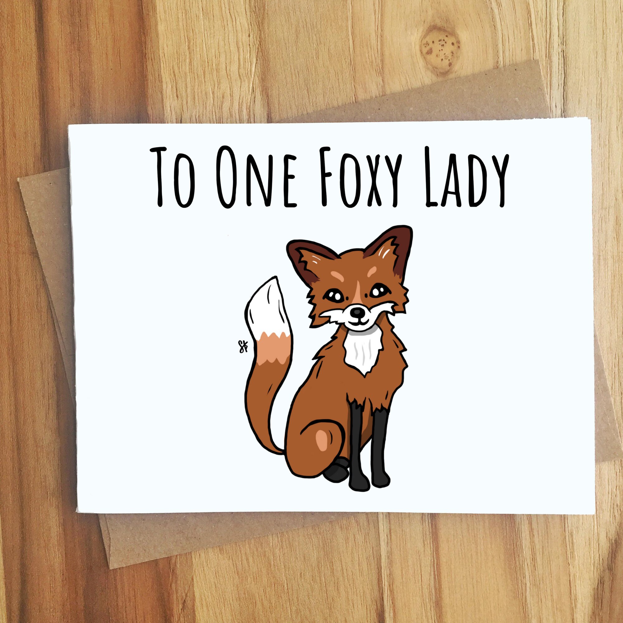 To One Foxy Lady Fox Pun Greeting Card / Play On Words / All | Etsy