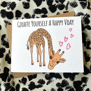 Giraffe Yourself A Happy Vday Giraffe Pun Card / Handmade Greeting Card ...