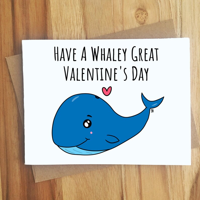 Have A Whaley Great Valentine's Day Whale Pun Greeting Card / Handmade ...