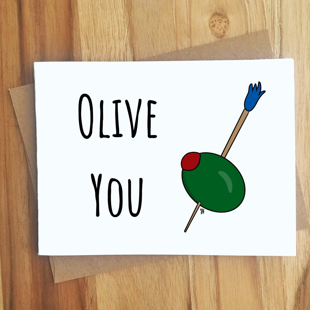 Olive You Olive Greeting Card / Handmade Gift / Love Anniversary Warm ...