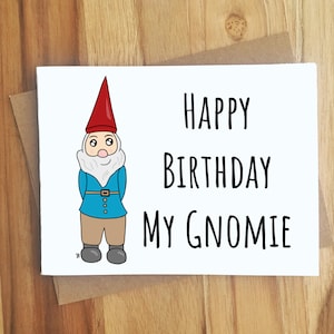 Happy Birthday My Gnomie Pun Greeting Card / Handmade Birthday Gift ...
