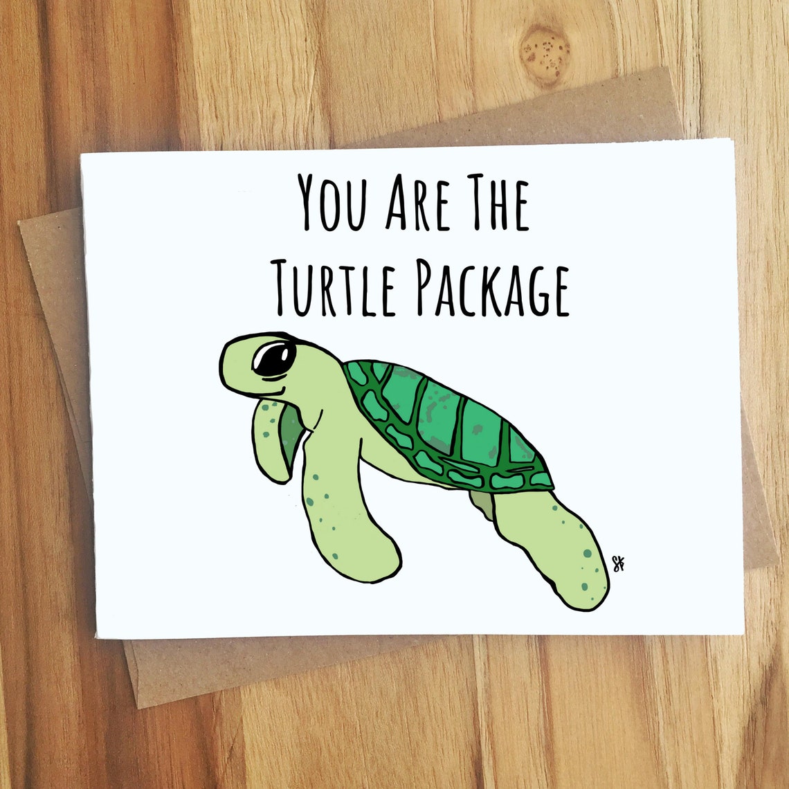 You Are The Turtle Package Turtle Pun Greeting Card / Handmade | Etsy