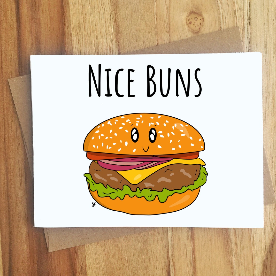 Nice Buns Burger Pun Greeting Card / Handmade Gift / Love Anniversary ...